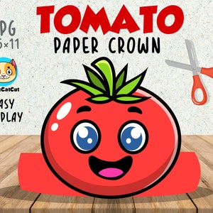 Tomato Paper Crown Printable for Kids, Vegetable Hat Fun Kids Craft ...