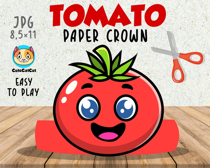 Tomato Paper Crown Printable for Kids, Vegetable Hat Fun Kids Craft ...