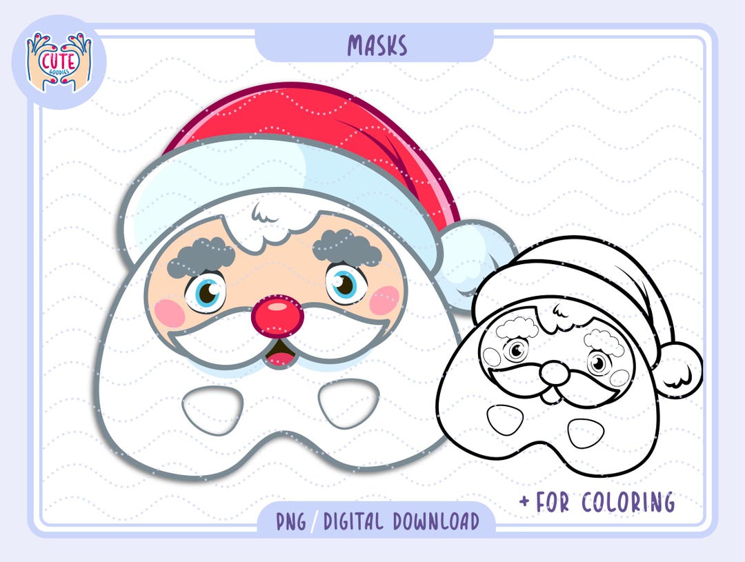 Christmas Santa Mask Printable for Kids, Toddler Activity, Christmas ...