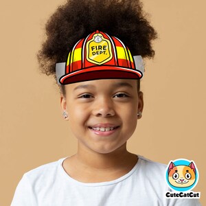 Firefighter Helmet Printable for Kids, Fire Department Cap Hat Fun Kids ...