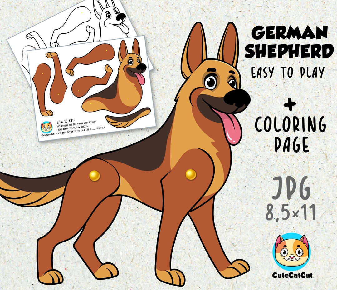 German Shepherd Paper Toy Printable, Printable Articulated Paper Doll ...
