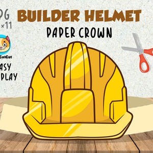 Construction Worker Builder Helmet Paper Crown for Kids, Fun Kids Craft ...