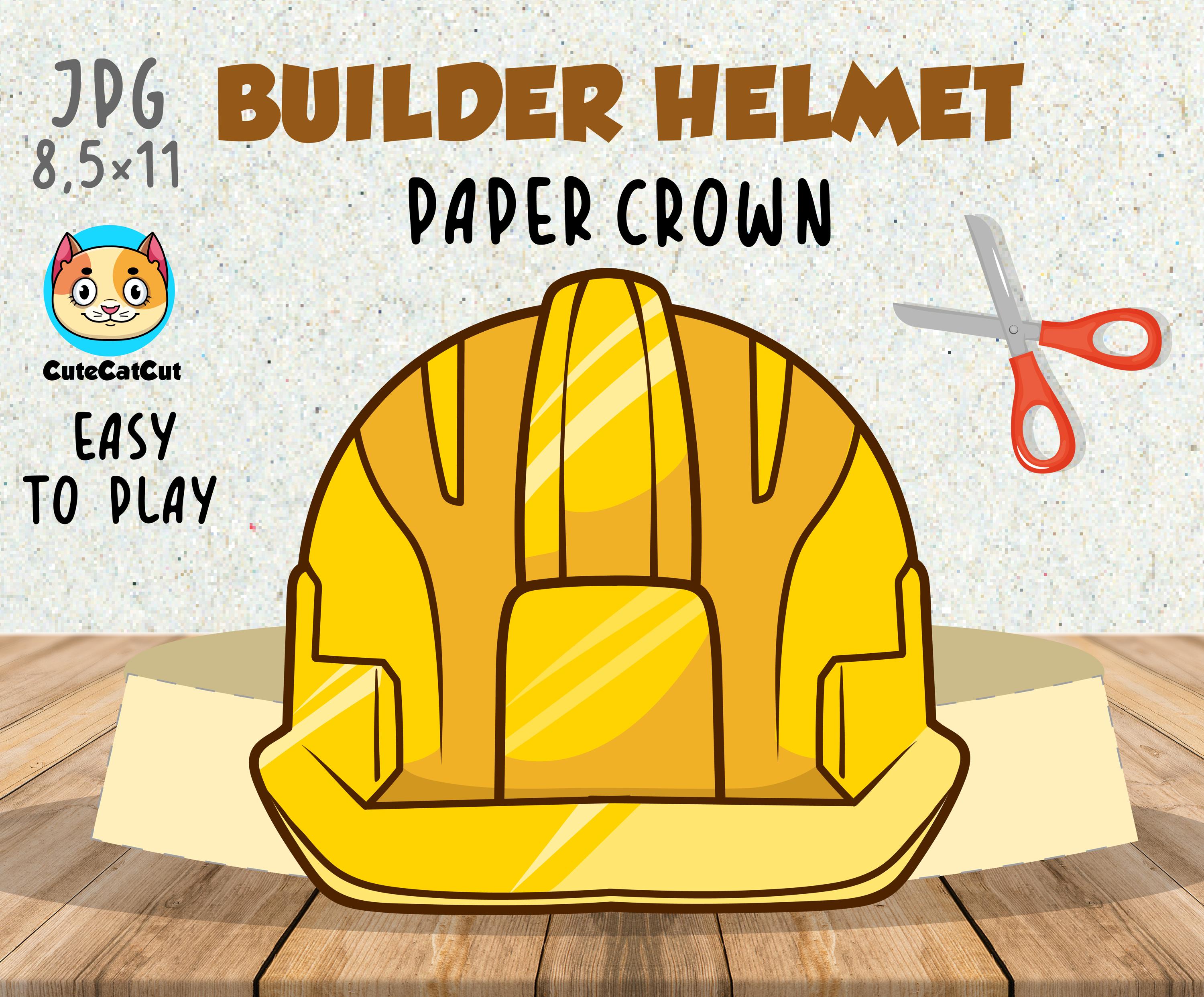 Construction Worker Builder Helmet Paper Crown for Kids, Fun Kids Craft ...