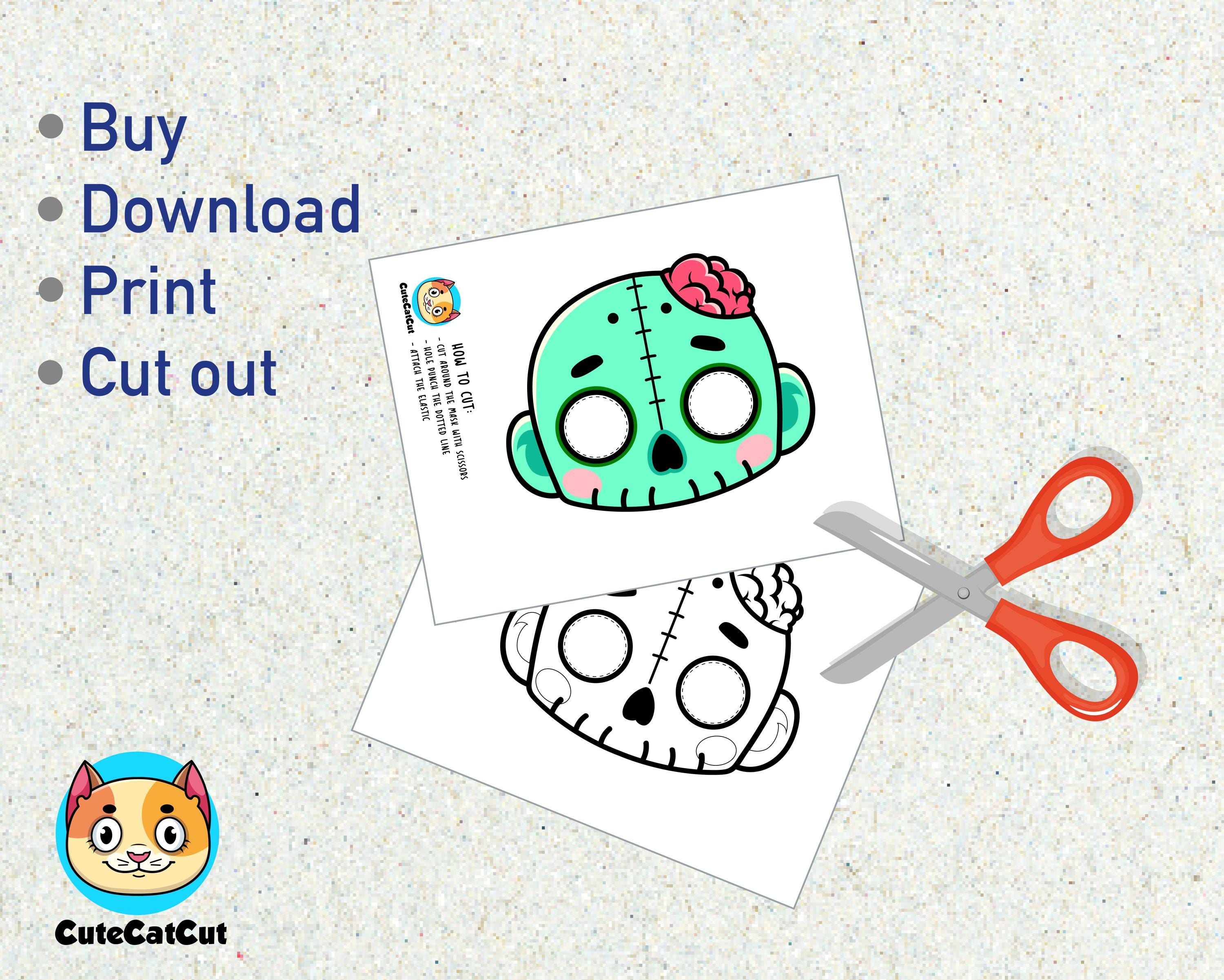 Zombie Paper Mask Printable for Kids, Zombie Monster Paper Crow ...