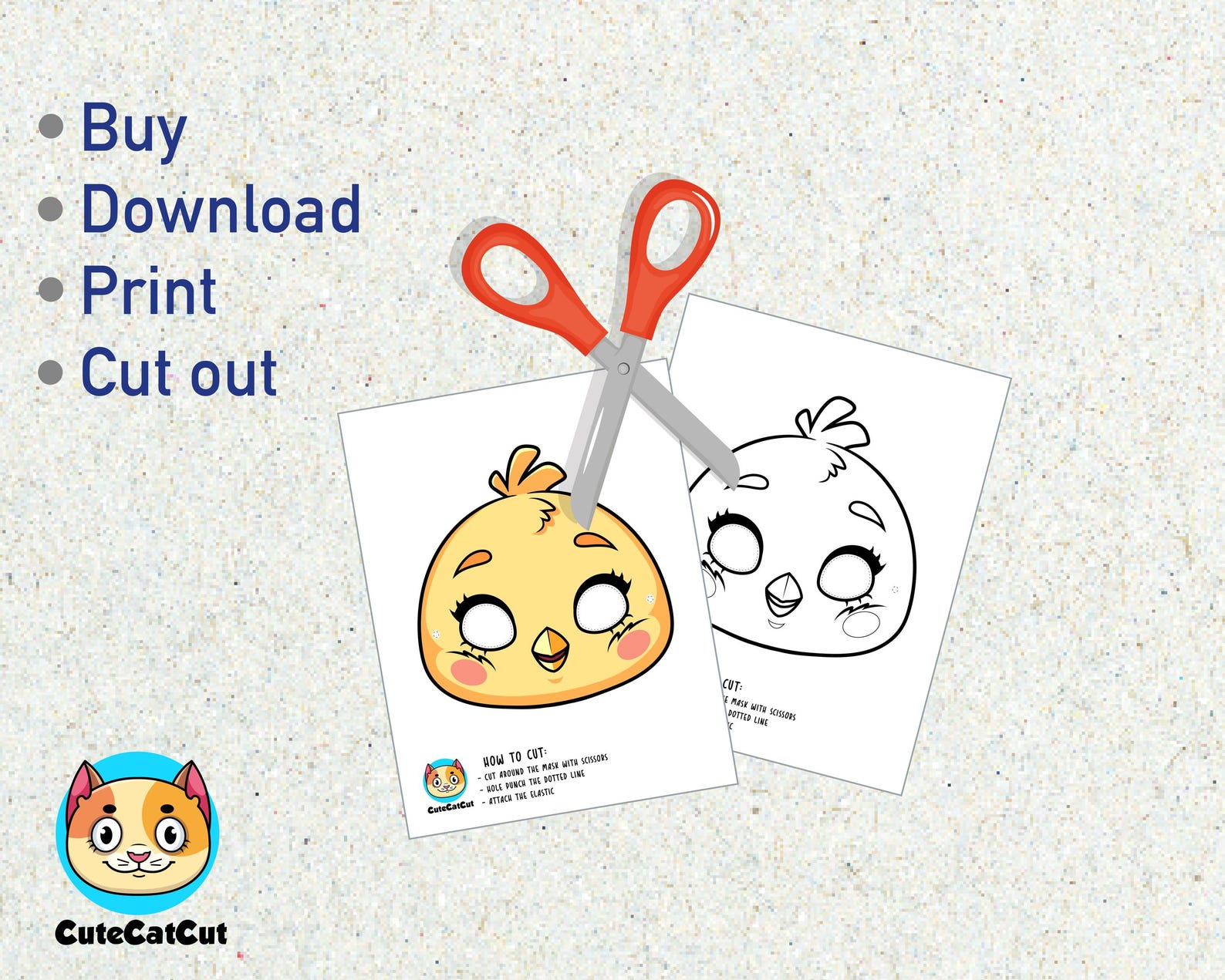 Chick Paper Mask Printable for Kids, Toddler Activity, Farm Animals ...