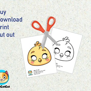 Chick Paper Mask Printable for Kids, Toddler Activity, Farm Animals ...