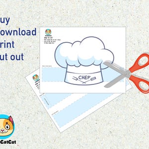 Chef Paper Crown Printable for Kids, Chef Hat Cook Fun Kids Craft ...