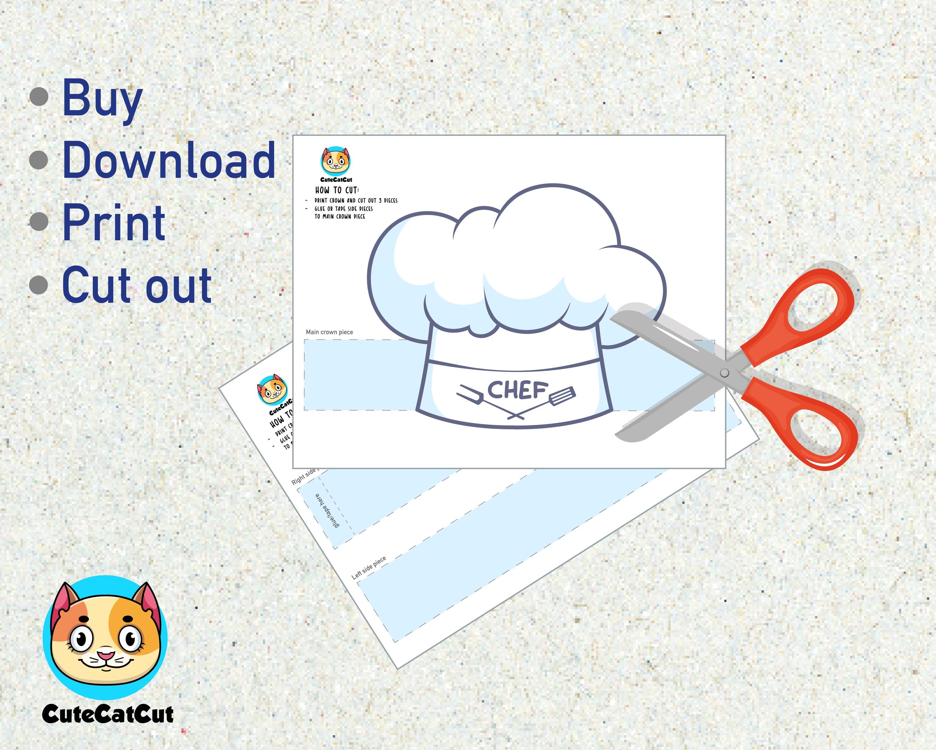 Chef Paper Crown Printable for Kids, Chef Hat Cook Fun Kids Craft ...