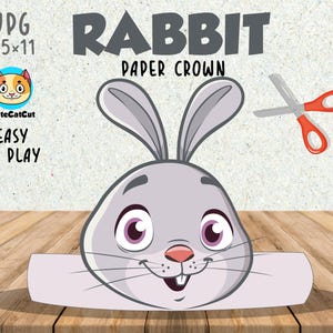 Rabbit Paper Crown Printable for Kids, Bunny Hat Fun Kids Craft ...