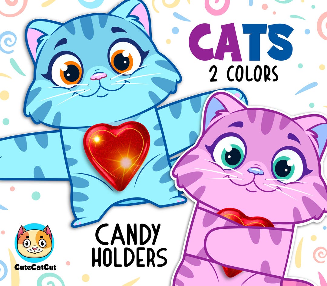Cute Cats Candy Holders Printable, Kitty Treats Holder, Birthday Cat ...