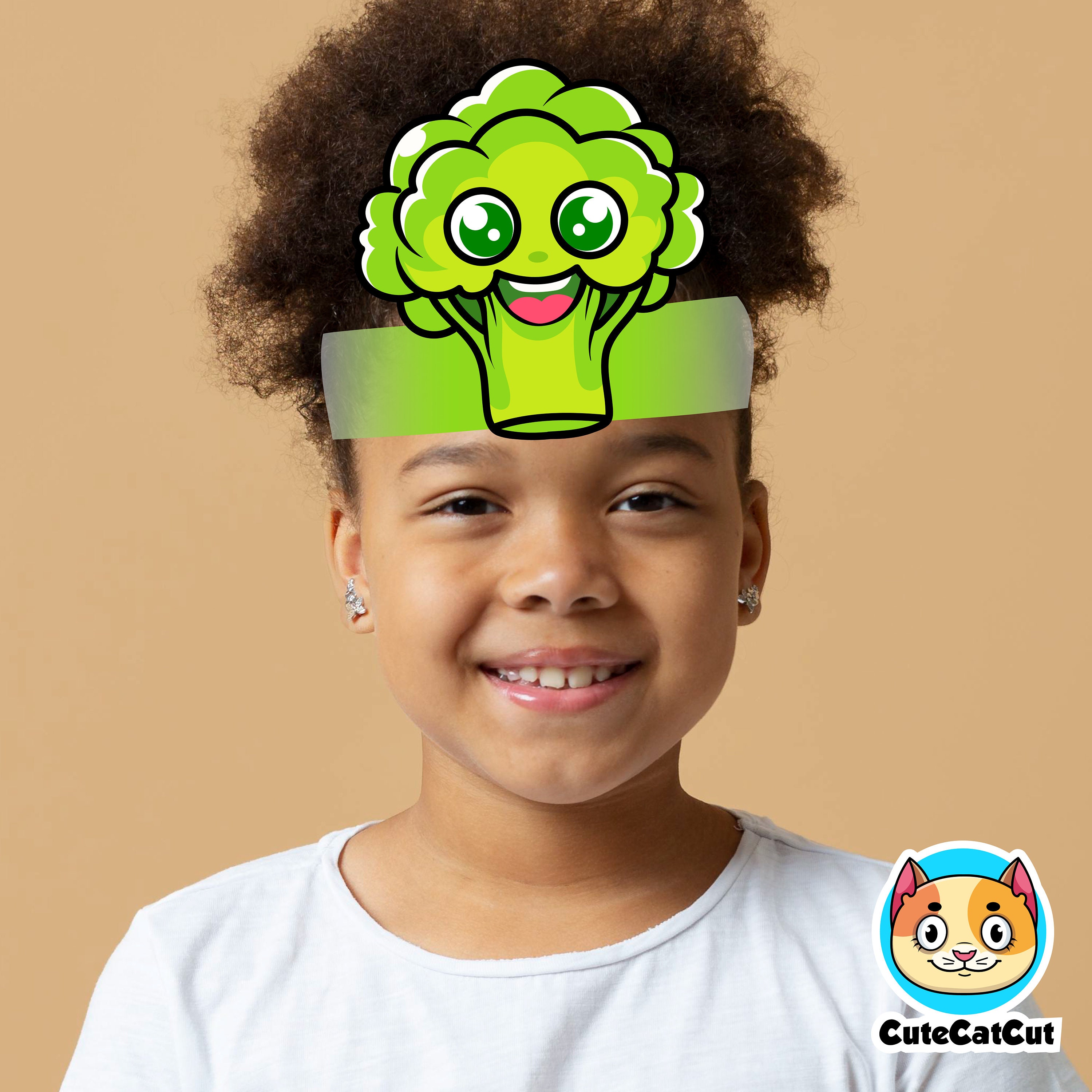 Broccoli Paper Crown Printable for Kids, Vegetable Hat Fun Kids Craft ...