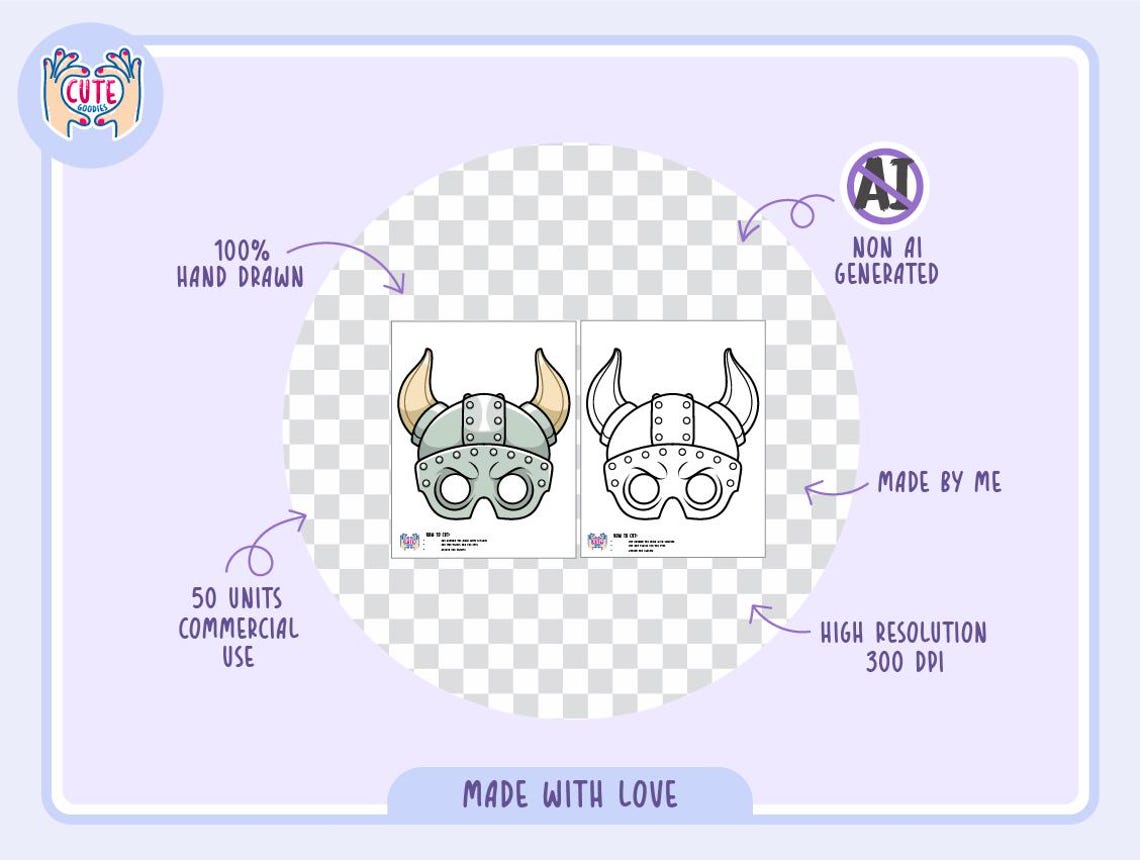 Viking Paper Mask Printable for Kids, Toddler Activity, Viking Helmet ...