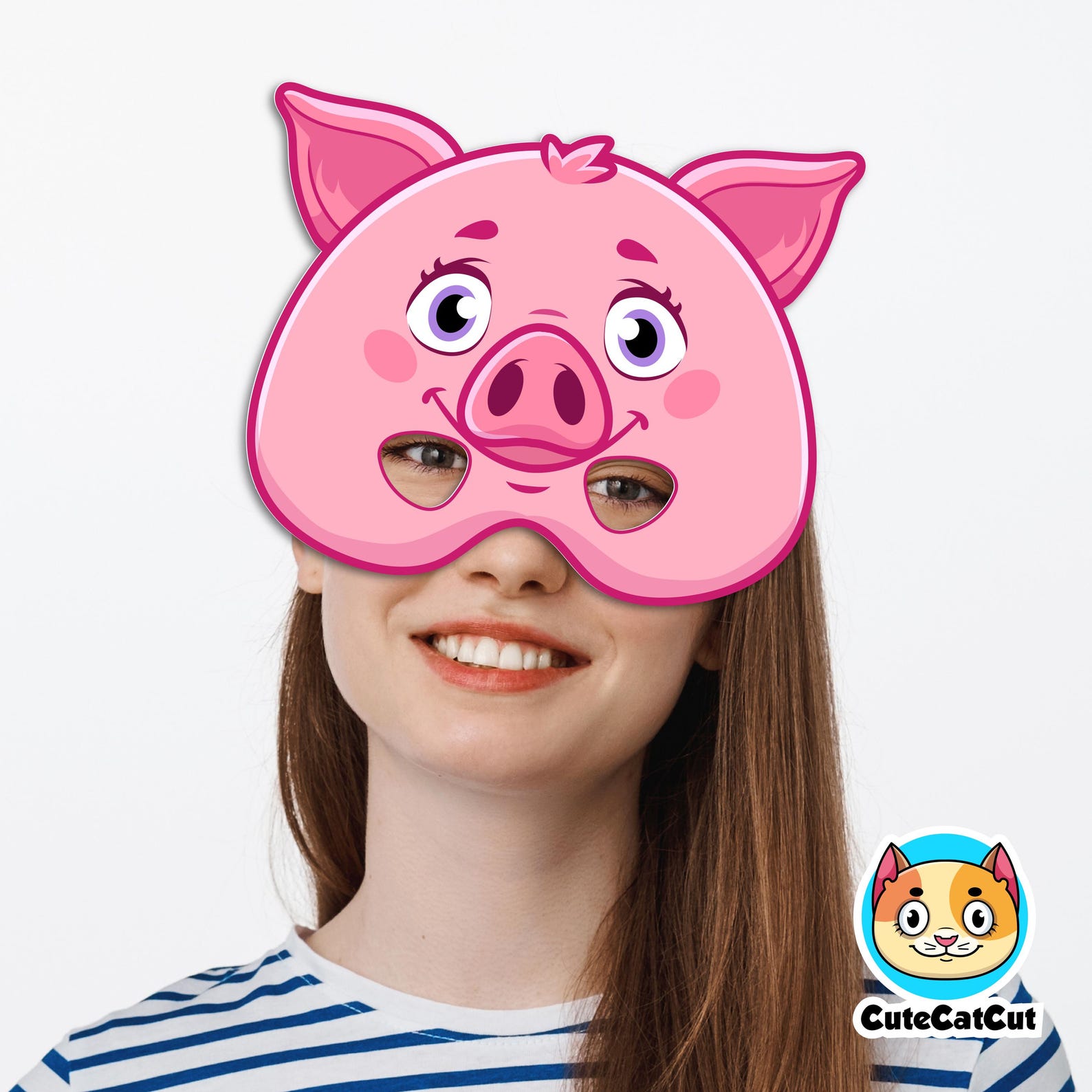 Pig Paper Mask Printable for Kids, Toddler Activity, Farm Animals Paper ...
