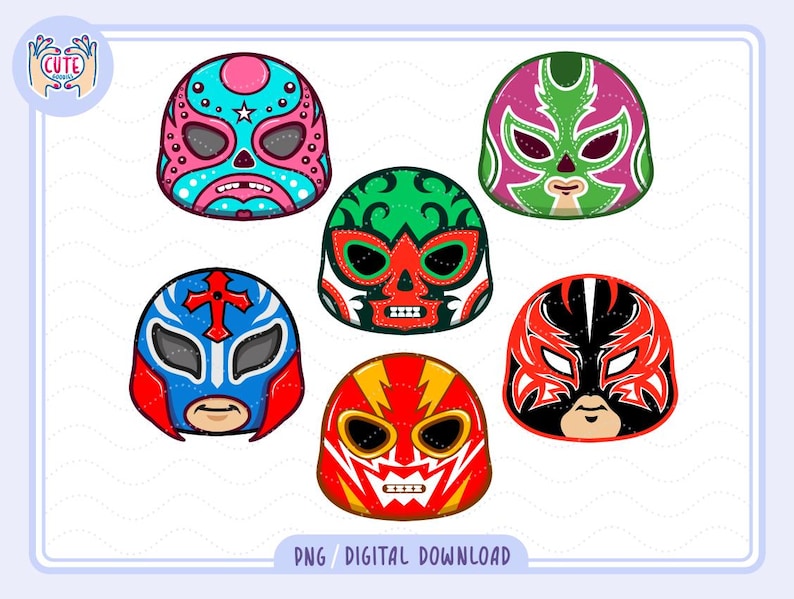 Luchador Masks Clipart Png, Wrestling Masks Bundle, Mexican Mask ...