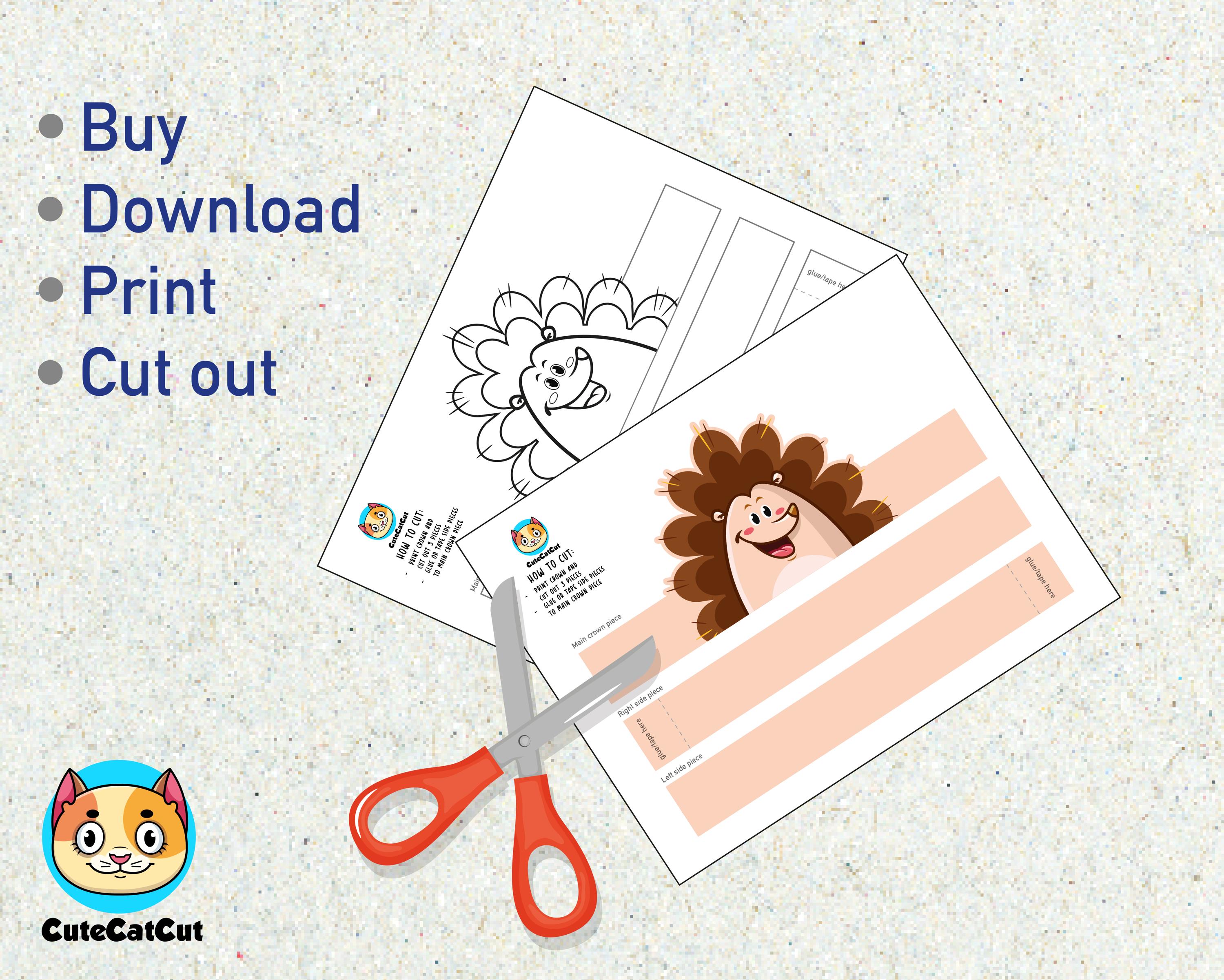 Hedgehog Paper Crown Printable for Kids, Hedgehog Hat Fun Kids Craft ...