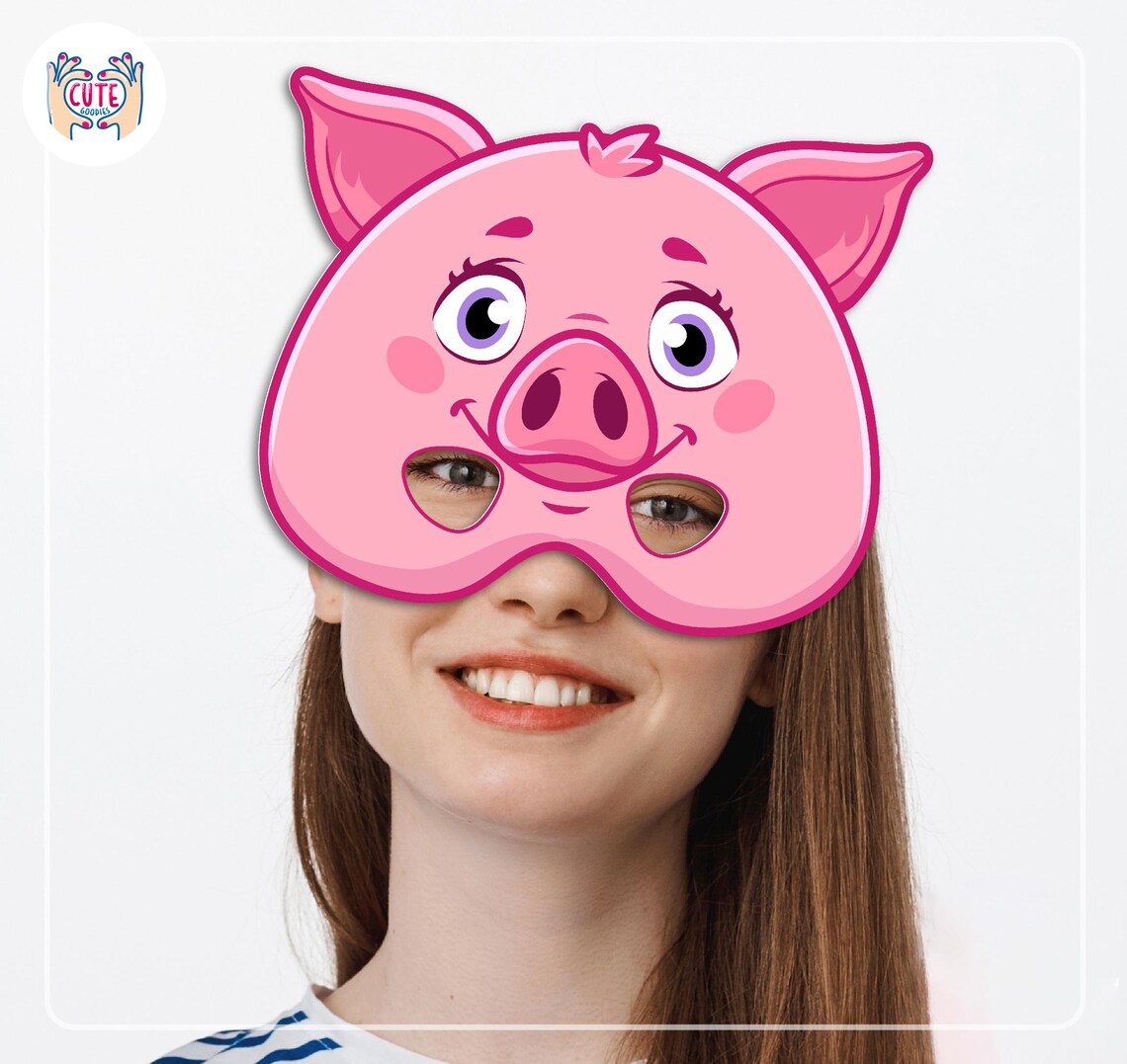 Pig Paper Mask Printable for Kids, Toddler Activity, Farm Animals Paper ...
