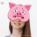 Pig Paper Mask Printable for Kids, Toddler Activity, Farm Animals Paper ...