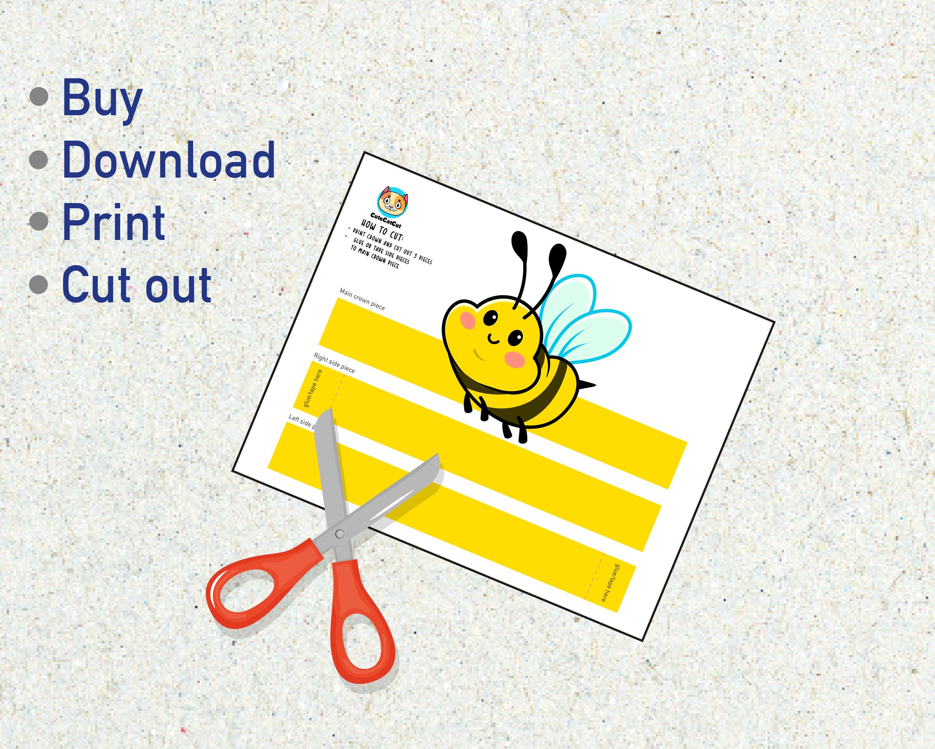 Bee Paper Crown Printable for Kids, Bee Hat Fun Kids Craft, Costume ...