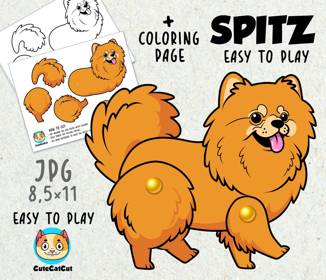 Spitz Dog Paper Doll Printable, Spitz Puppy, Printable Articulated ...