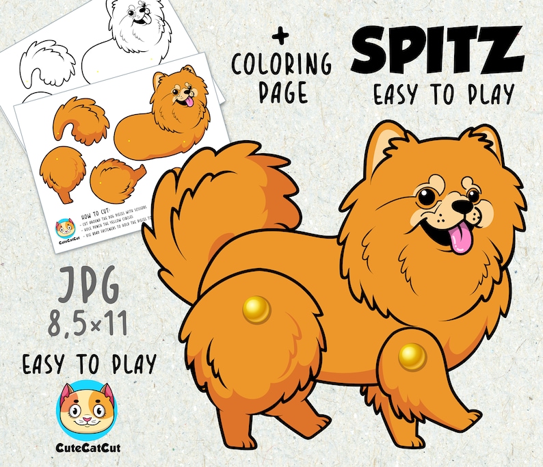 Spitz Dog Paper Doll Printable Spitz Puppy Printable - Etsy UK