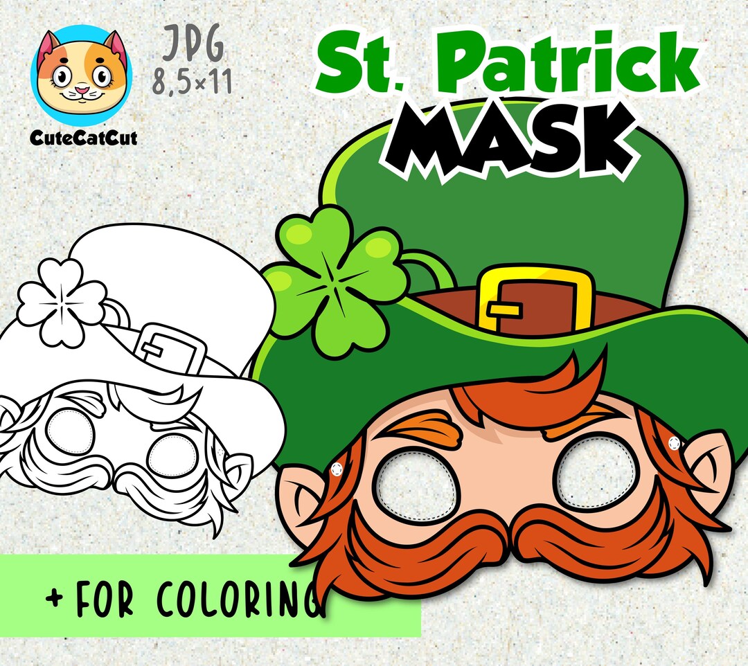 St Patricks Day Paper Mask Printable, St Patricks Day Paper Crow ...