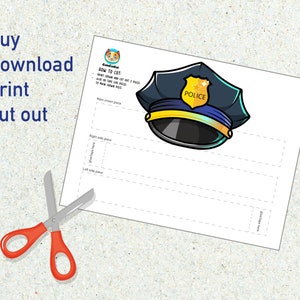 Police Cap Paper Crown Printable for Kids, Police Cap Hat Paper Crow ...