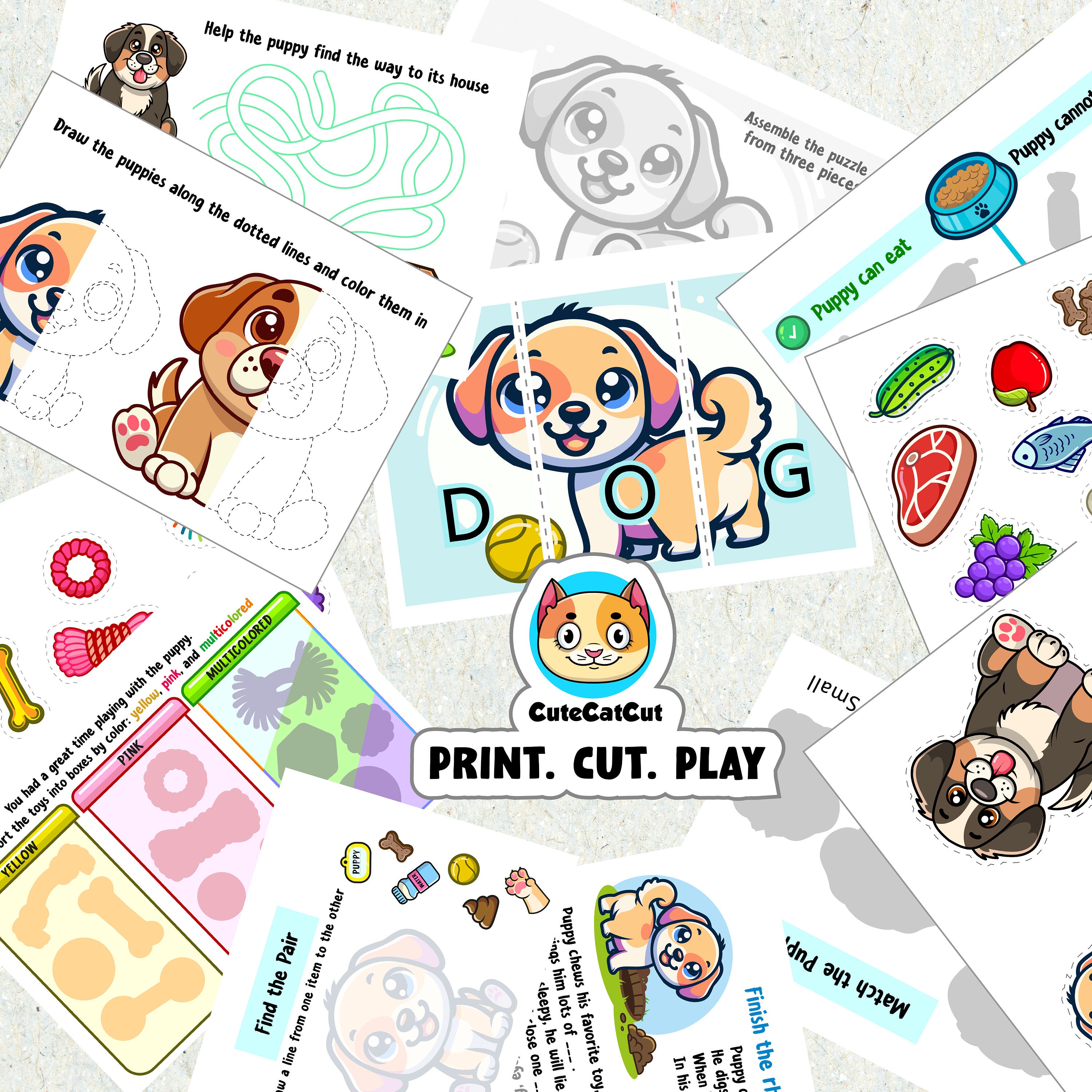 My First Puppy Busy Book Printable Activity. Dog Toddler, Preschool ...