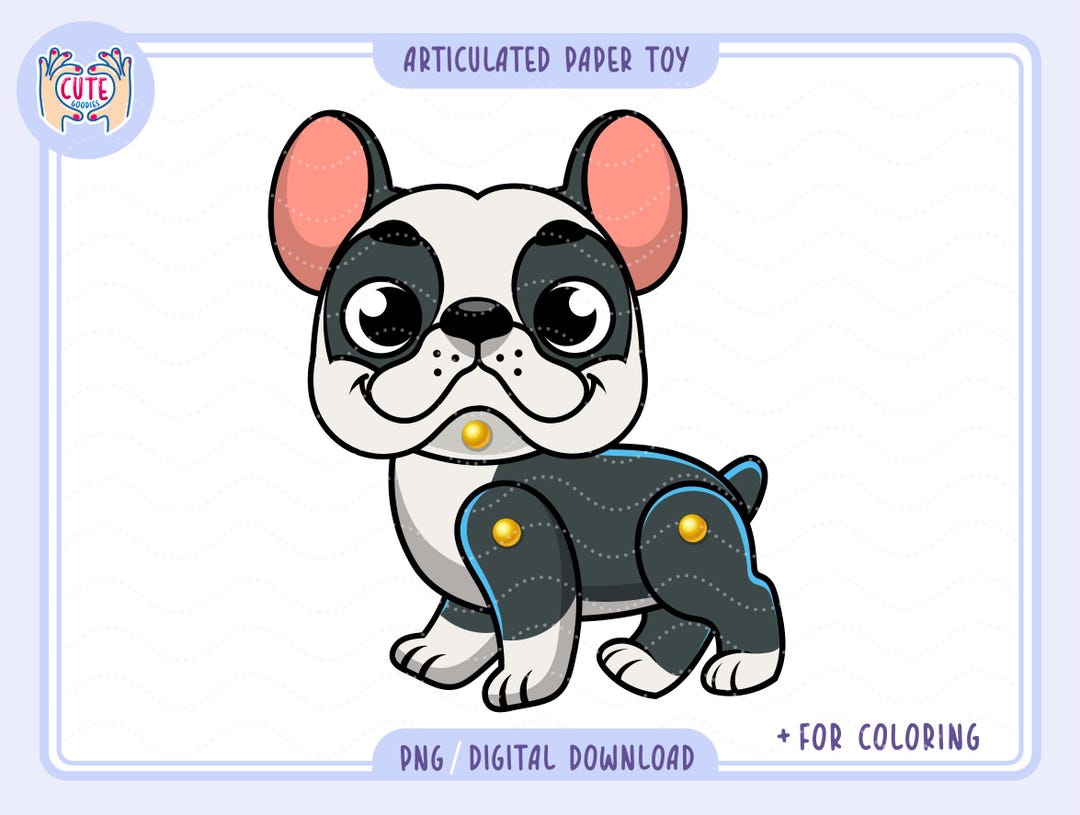French Bulldog Paper Doll Printable, Printable Articulated Paper Doll ...