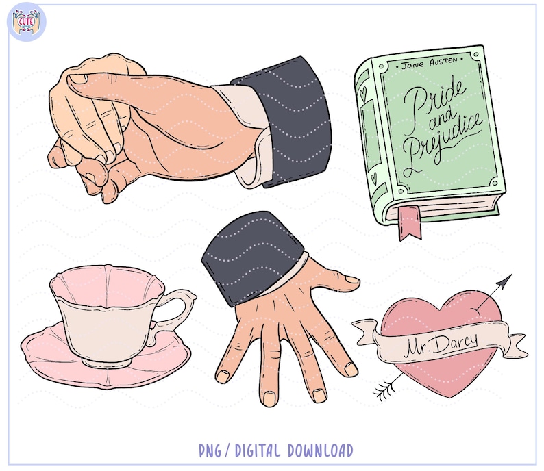 Pride and Prejudice Bundle PNG, Love Story Clipart, Valentine Bookish ...