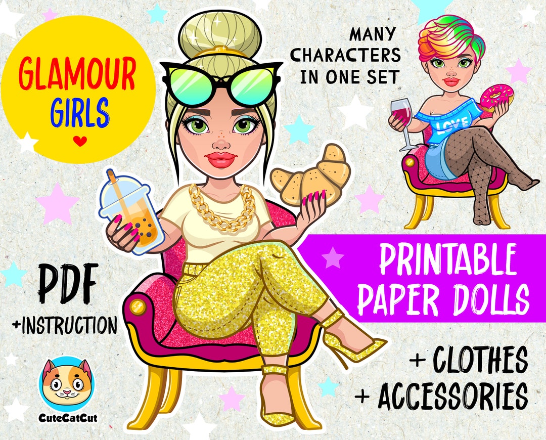 Paper Dolls Printable Glamour Fashion Collection,printable Magnetic ...