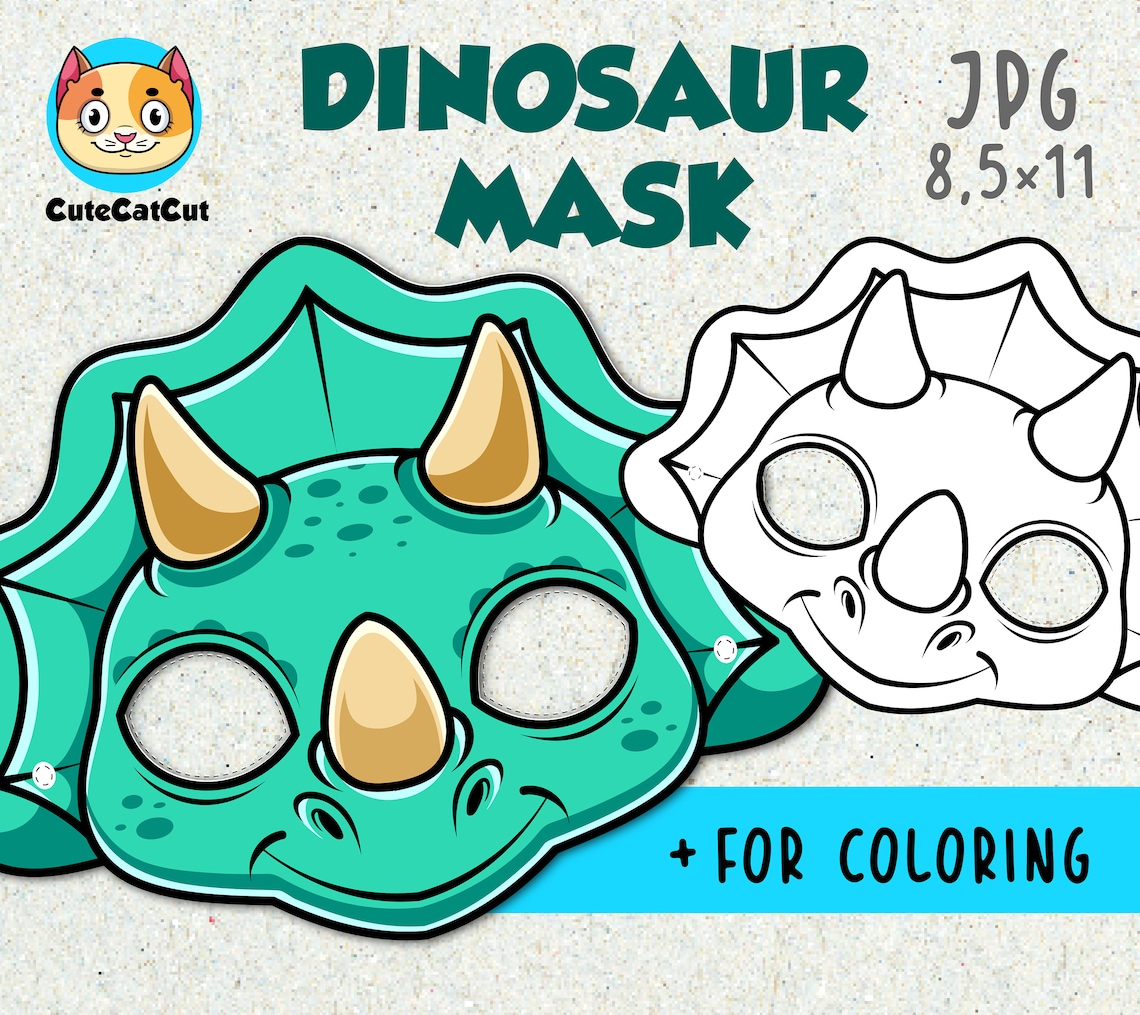 Dinosaur Mask Printable for Kids, Toddler Activity, Dinosaur Craft ...