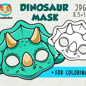Dinosaur Mask Printable for Kids, Toddler Activity, Dinosaur Craft ...
