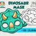 Dinosaur Mask Printable for Kids, Toddler Activity, Dinosaur Craft ...
