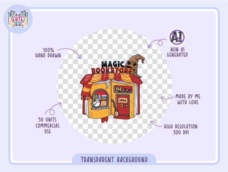 Magic Bookstore PNG | Cozy Book Lover Png | Cute Reading Sticker ...