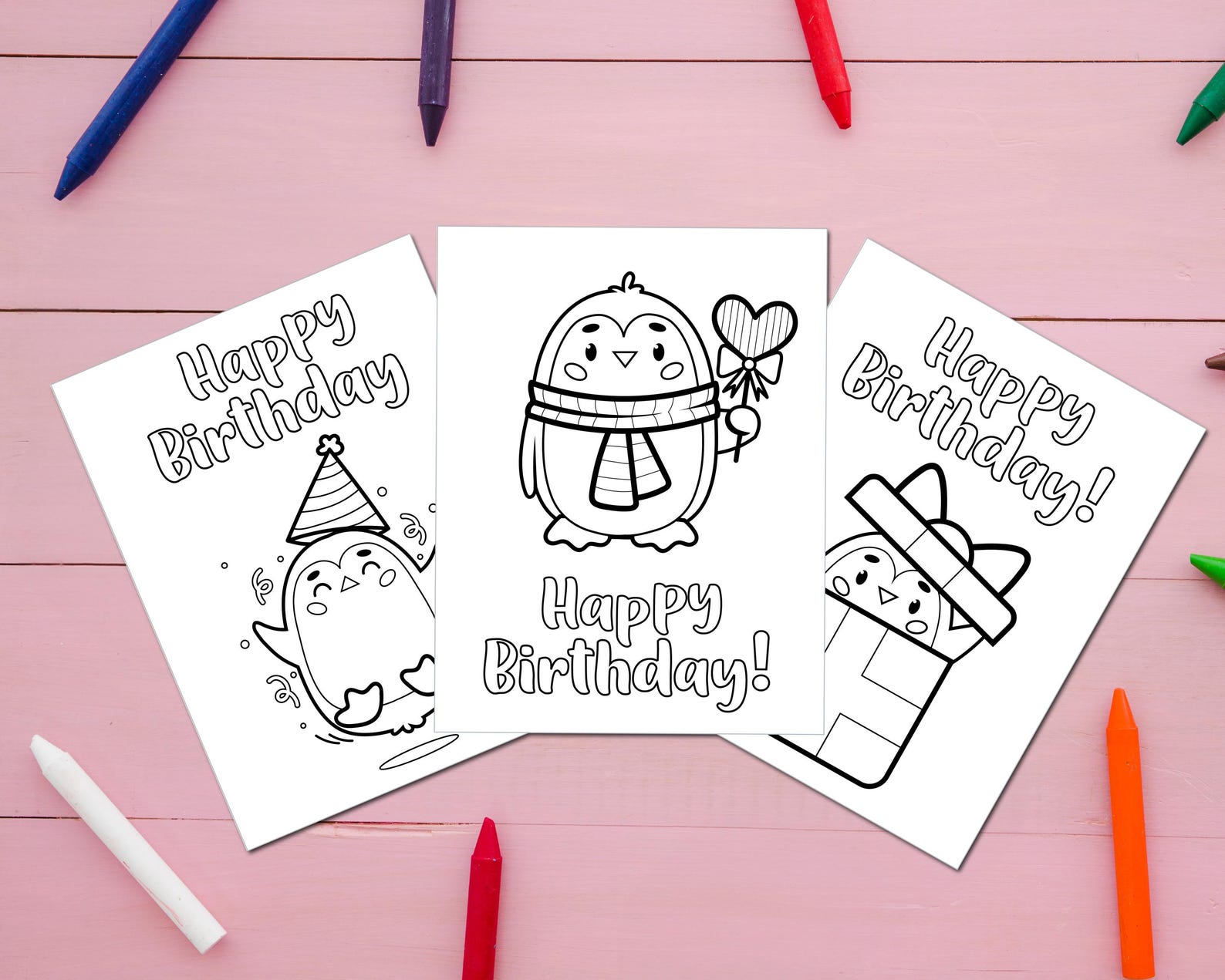 Happy Birthday Coloring Card DIGITAL, Colouring Greeting Card for Kids ...
