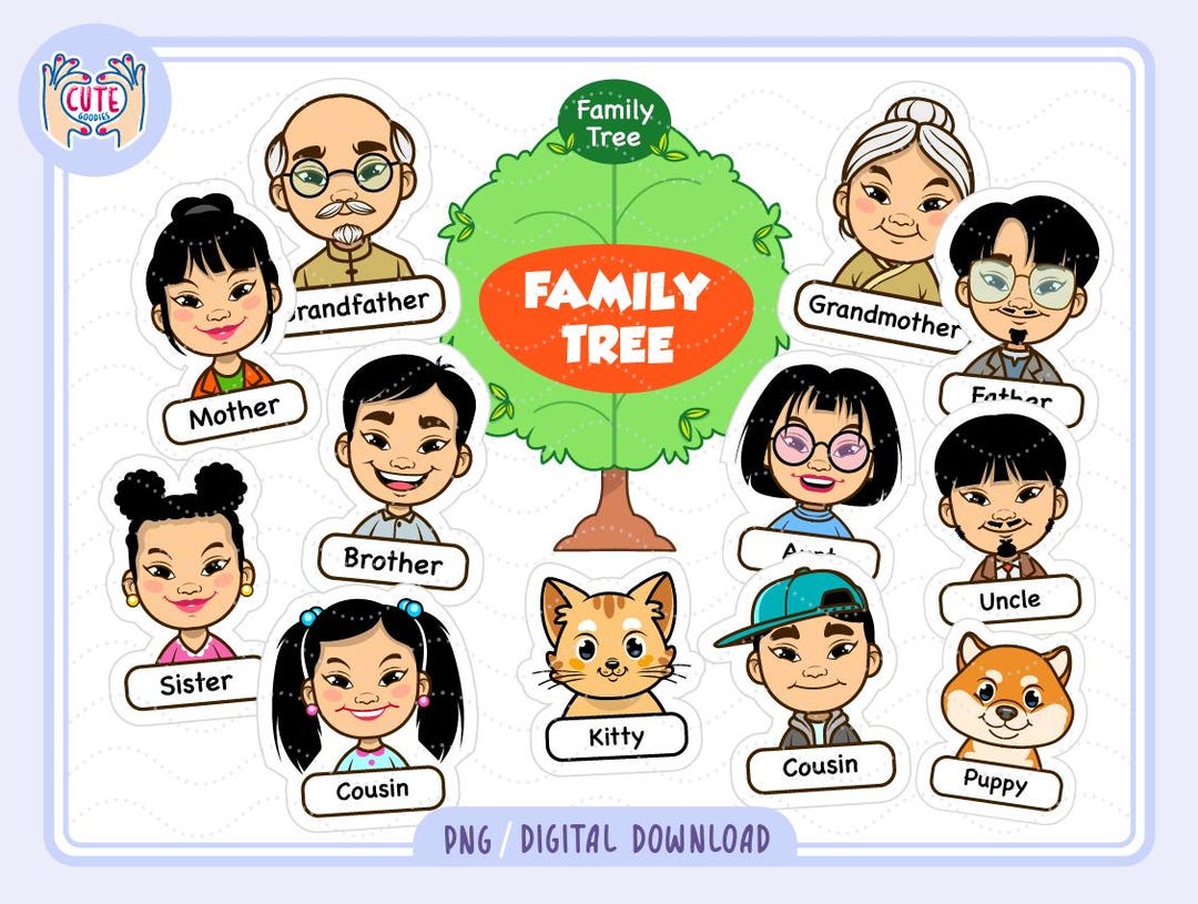 Asian Family Tree Busy Book Printable Activity, My Family Tree for Kids ...