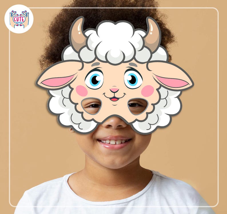 Sheep Paper Mask Printable for Kids, Toddler Activity, Farm Animals ...