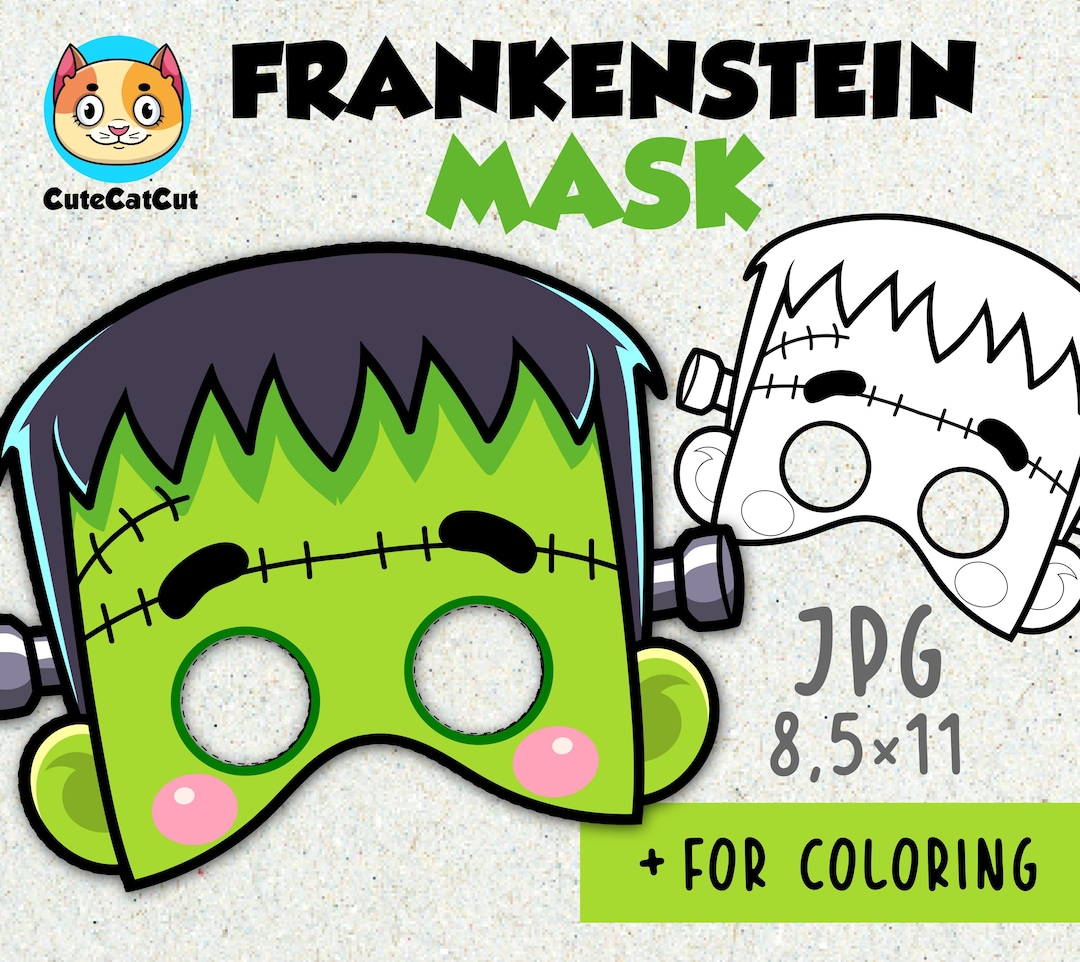 Frankenstein Paper Mask Printable, Halloween Monster Paper Crow ...