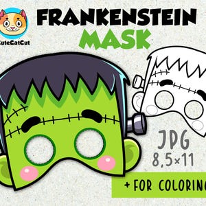 Frankenstein Paper Mask Printable, Halloween Monster Paper Crow ...