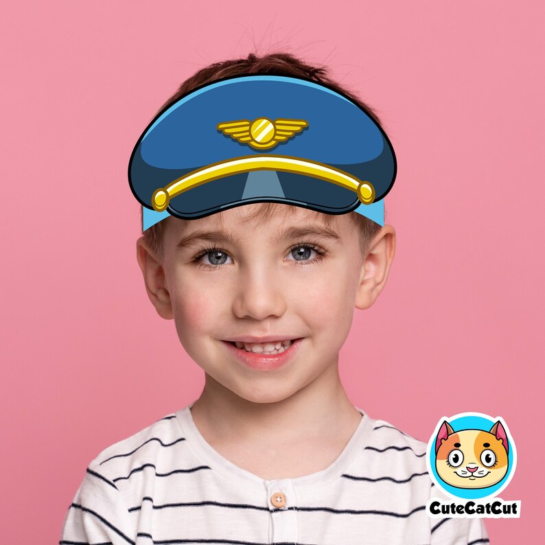 Pilot Cap Paper Crown Printable for Kids, Pilot Cap Hat Fun Kids Craft ...