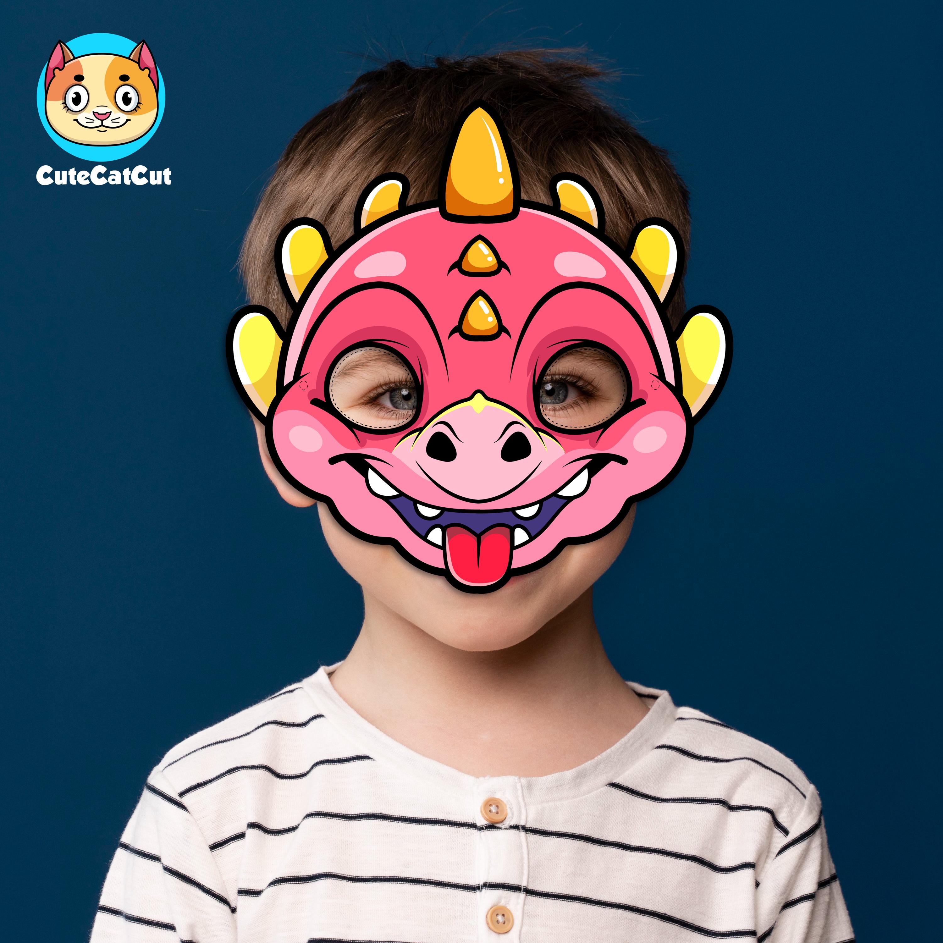 Dinosaur Mask Printable for Kids, Toddler Activity, Dragon Mask Craft ...