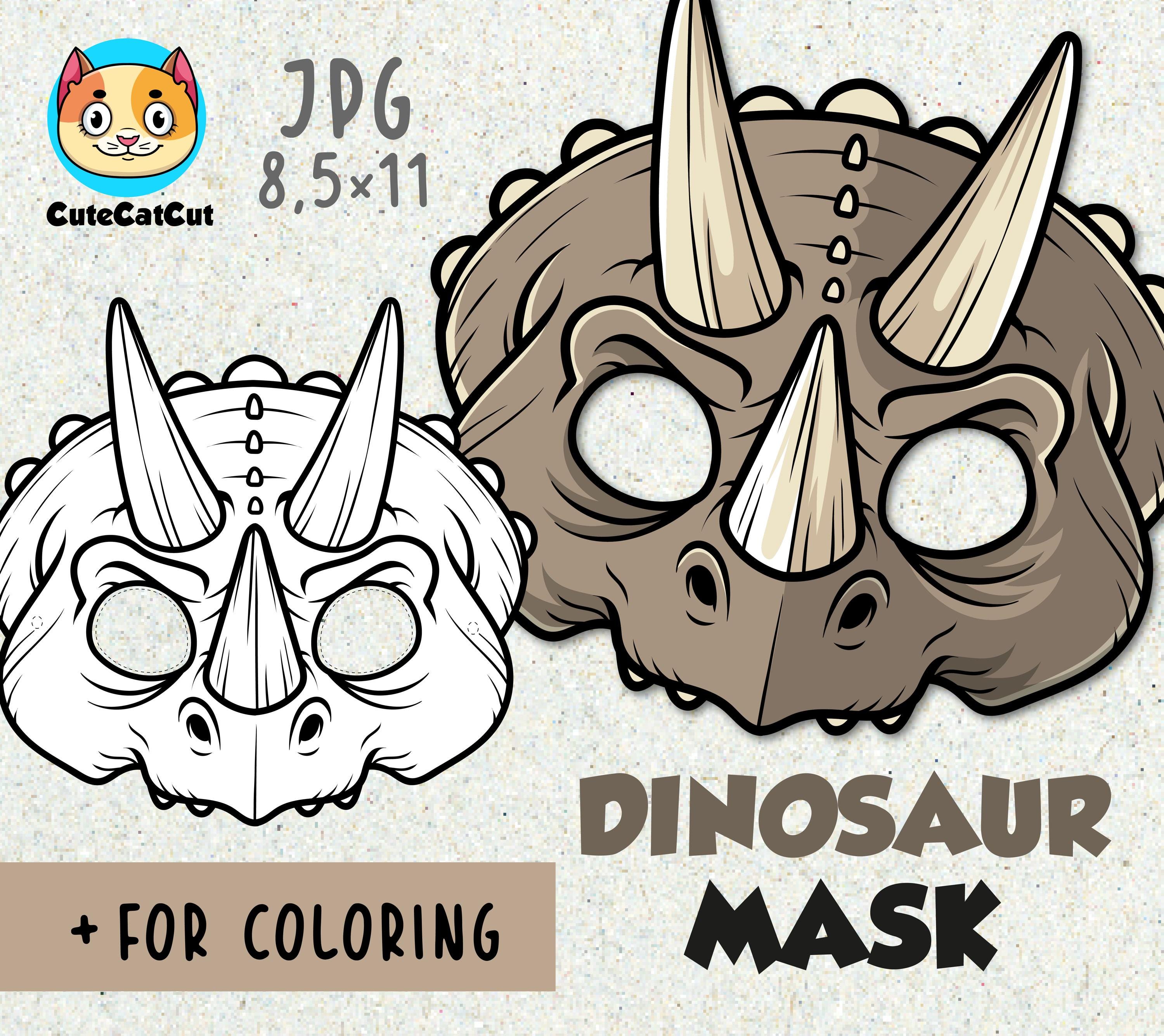 Triceratops Dinosaur Mask Printable for Kids, Party Toddler Activity ...