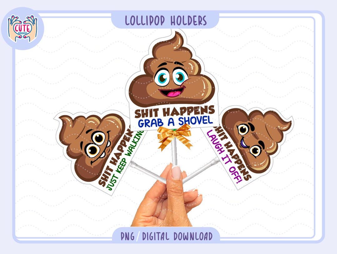 Funny Poop Lollipop Holder Printable, Birthday Party Favors (digital ...
