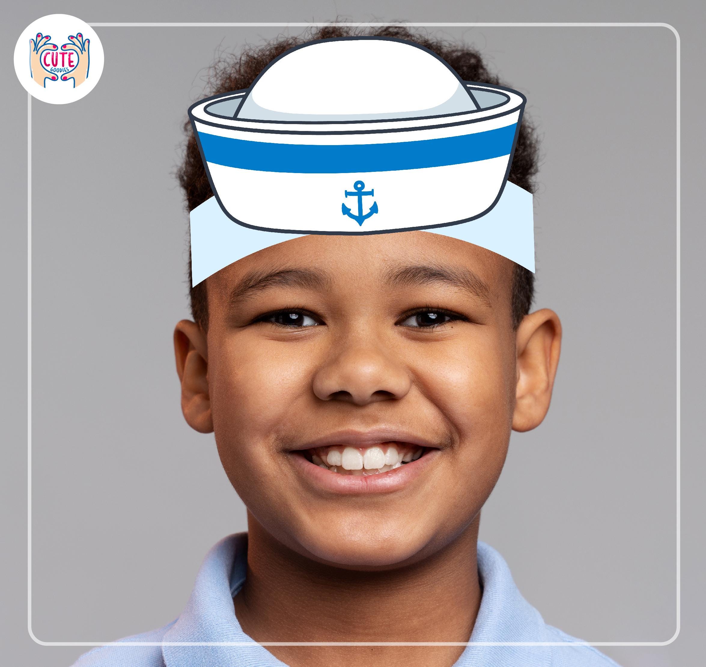 Sailor Cap Paper Crown Printable for Kids, Sailor Cap Hat Fun Kids ...