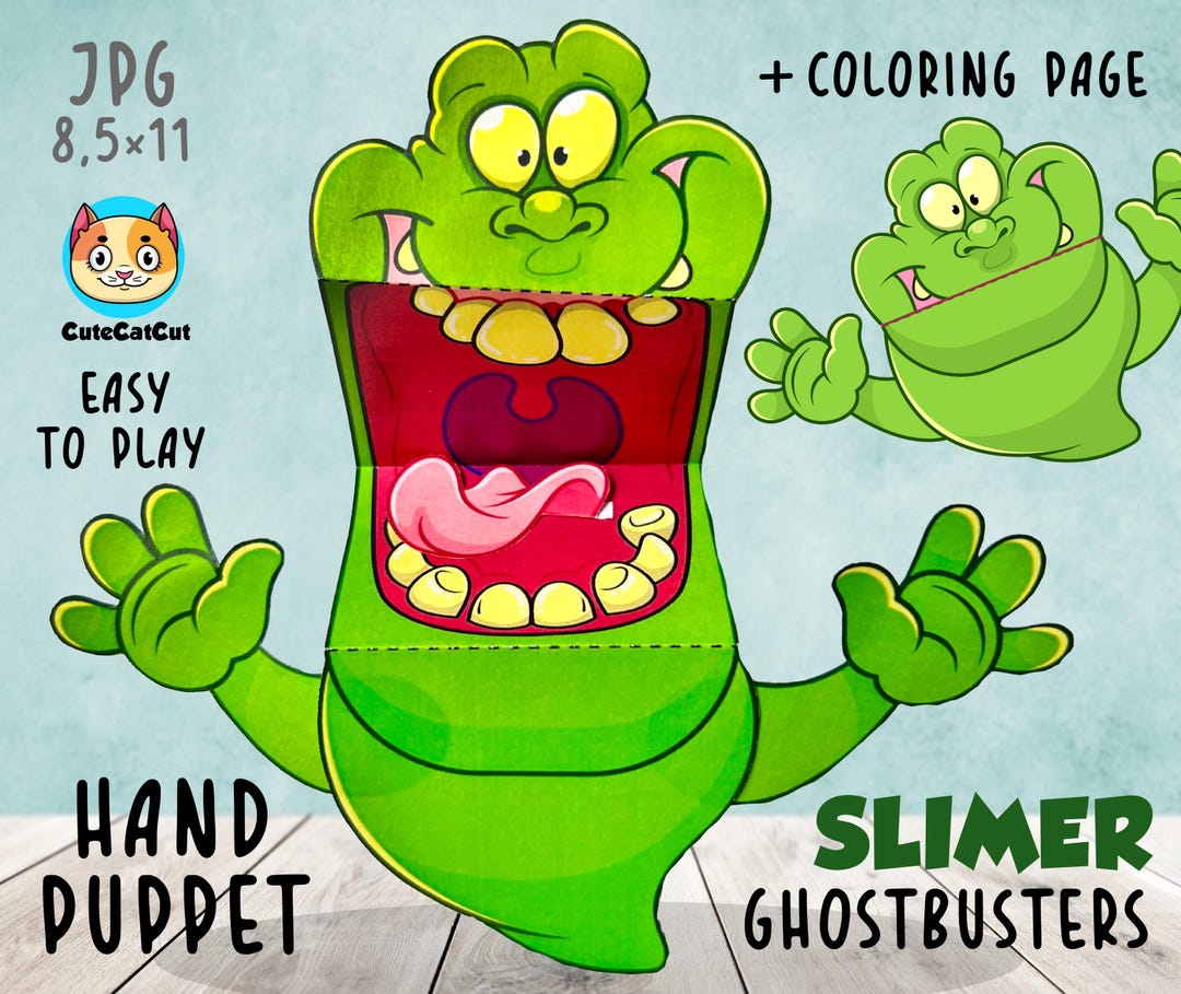 Slimer Ghostbusters Printable Hand Puppet, Printable Articulated Paper ...