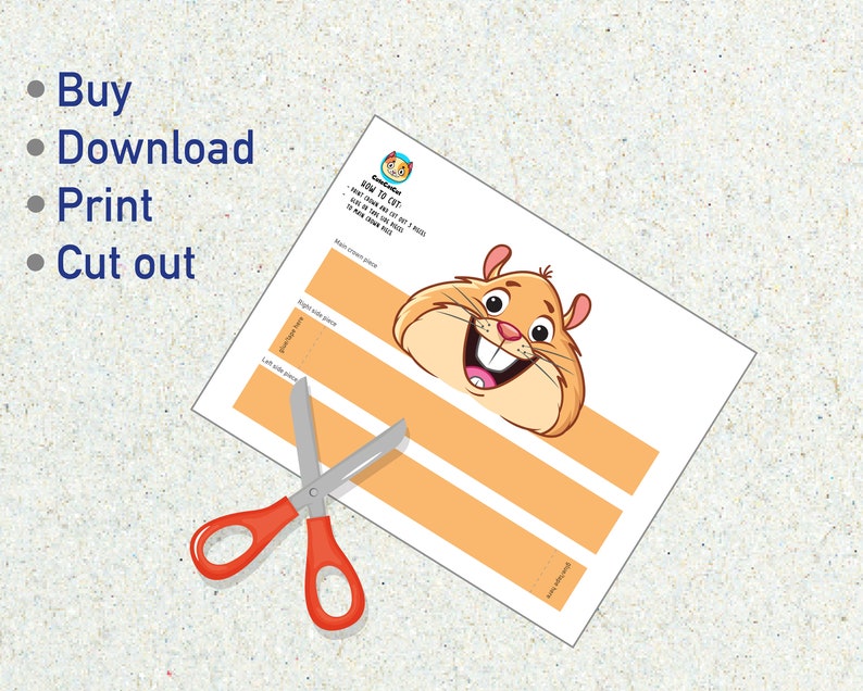 Hamster Paper Crown Printable for Kids, Hat Fun Kids Craft, Costume ...