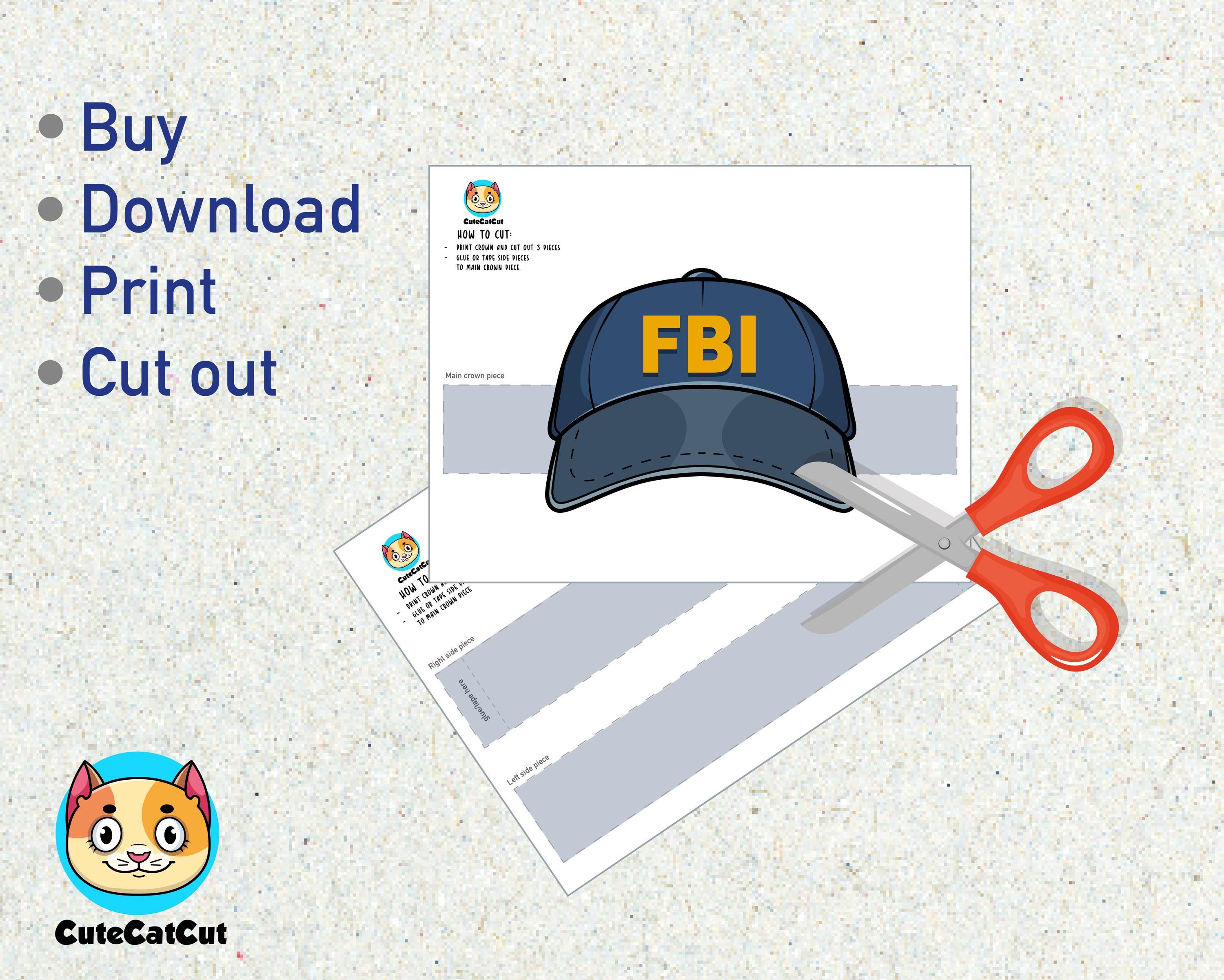 FBI Cap Paper Crown Printable for Kids, Fun Kids Craft, FBI Costume ...