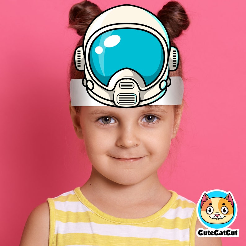 Cosmonaut Helmet Paper Crown Printable for Kids, Cosmonaut Cap Hat Fun ...