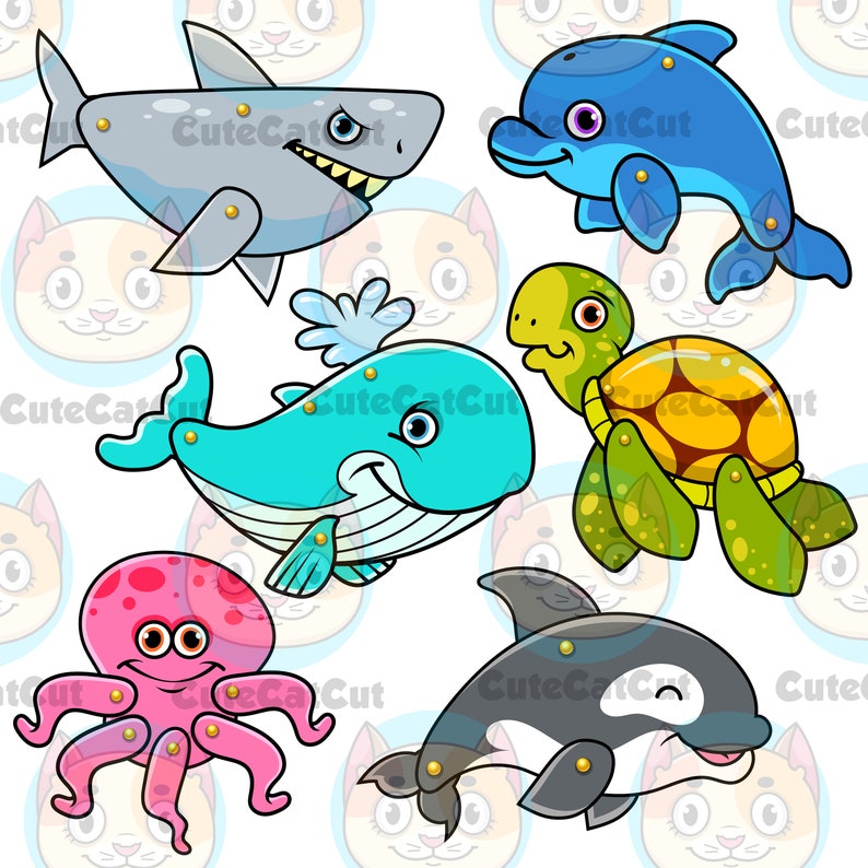 Sea Life Animals Paper Toy Printable, Printable Articulated Paper Doll ...