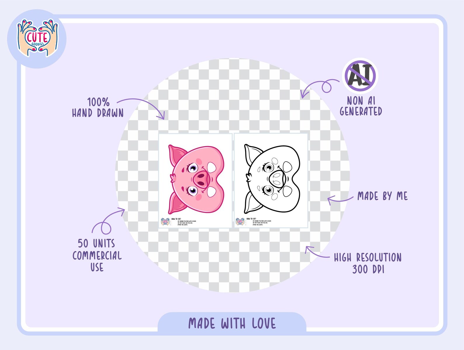 Pig Paper Mask Printable for Kids, Toddler Activity, Farm Animals Paper ...